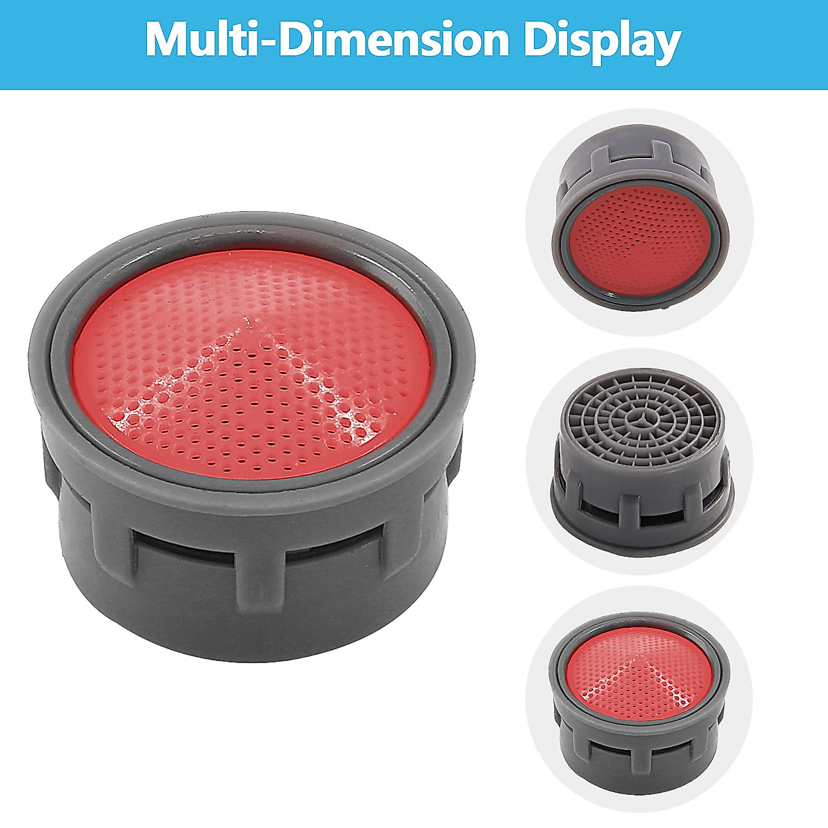 20 Pack Faucet Aerator, Faucet Flow Restrictor with Washers Replacement Parts Insert Sink Aerator for Bathroom or Kitchen, (Red, 2.2 GPM)