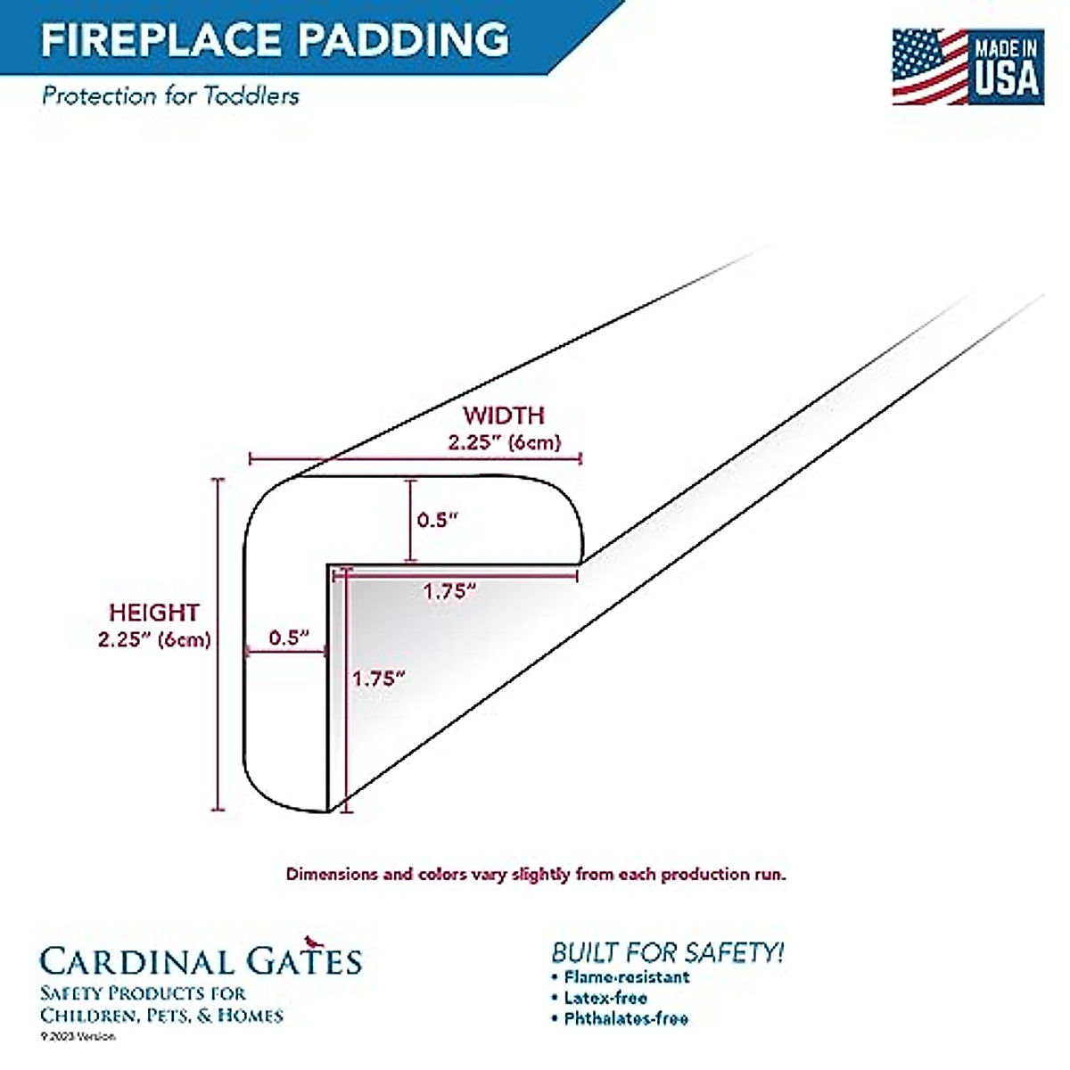 Cardinal Gates KEPK Large Hearth Pad Kit - Fireplace Baby Proofing - Adhesive Backed Fireplace Bumpers for Babies - 12.5 Feet of Padding with 3 Straight Pieces & 2 Corners - Made in The USA - Brown