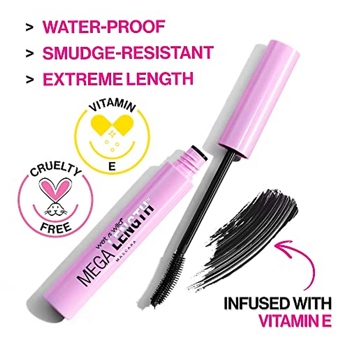 Waterproof Mascara By Wet n Wild Mega Length Waterproof Mascara, Very Black, 0.21 Ounce