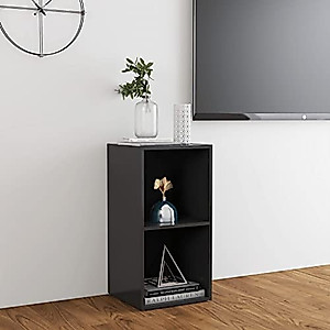 Queen.Y TV Cabinet, Modern TV Media Console Table with 2 Compartments, Entertainment Center Unit, Living Room Bedroom Display Cupboard, Grey