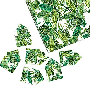 CENTRAL 23 Tropical Wrapping Paper - Palm Leaves and Monstera - 6 Sheets of Green Gift Wrapping Paper for Women - Eco Friendly - Summer - Comes with Fun Stickers