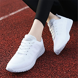 AIRAVATA Tennis Shoes for Women Breathable Lightweight Comfortable Running Shoes Gym Fitness Sport Shoes White Size 6.5