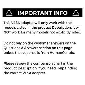 HumanCentric VESA Mount Adapter for iMac 24 Inch (Aluminum), iMac 27 Inch (2009, 2010, 2011), LED Cinema Display, Thunderbolt Displays, Replaces Apple iMac VESA Adapter MD179ZM/A, iMac VESA Kit