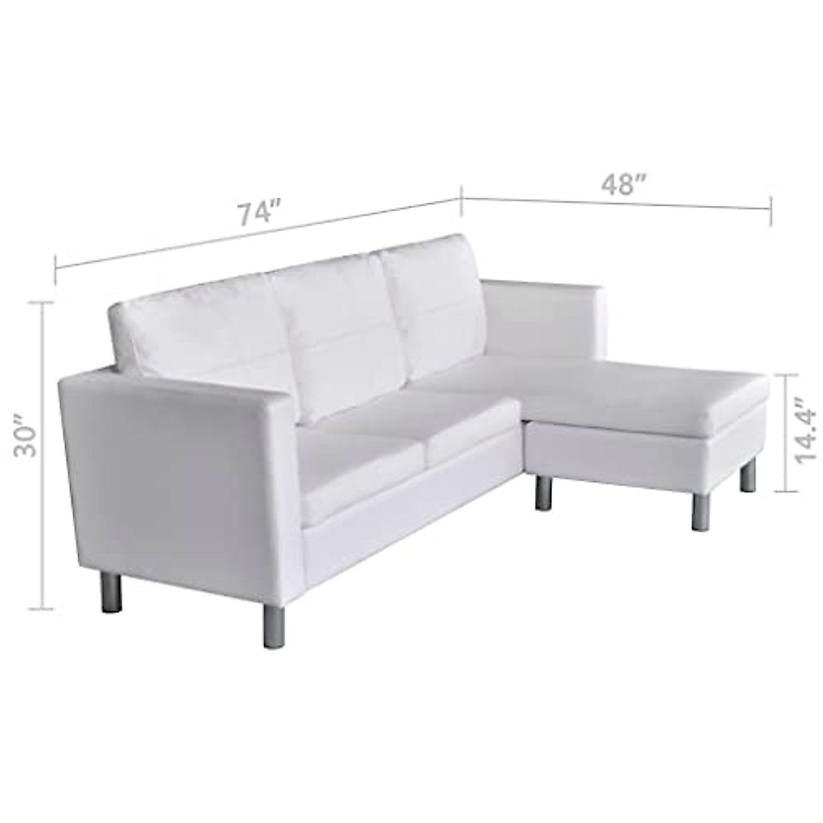 ULUYYUC Sectional Sofa,L-Shaped Leather Parlor Sofa Modern Sofa Guest Sofa with Chaise Suitable for Living Room Apartment Home Office 3-Seater Artificial Leather White