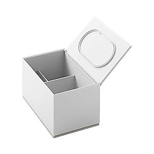 Yamazaki Home Veil Cotton Case - Large Bathroom Skincare Storage Container & Makeup Removal Organizer Bin with Lid - Abs Plastic