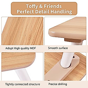 Toffy & Friends Kids Table and Chairs Set(4 Chairs Included), Wooden Toddler Table and Chair Set, Childrens Table and Chairs for Ages 3-8, Toddler Table and Chairs for Drawing, Reading, Arts Crafts