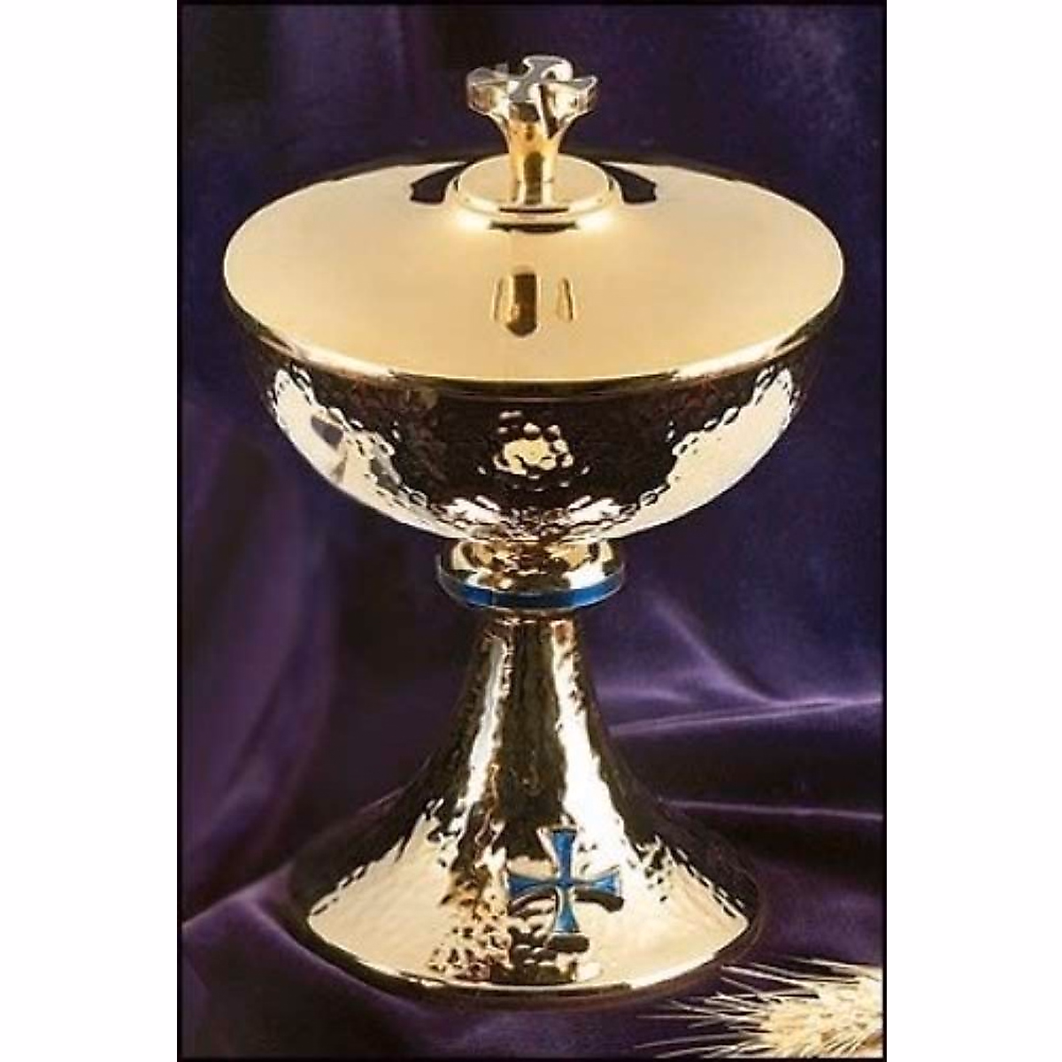Autom Blue Enamel Cross Ciborium with Cover