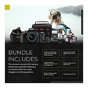 Nikon D3500 DSLR Camera with AF-P 18-55mm and 70-300mm Zoom Lenses Bundle with 64GB Card and Accessories (7 Items)