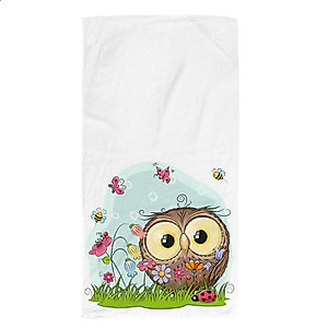 Bath Towels Face Towel Hand Cloth Cute Cartoon Owl for Bathroom Hotel Spa Kitchen Multi-Purpose Soft Washcloth 30 X 15 inch