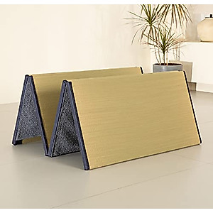MustMat Tatami Mat Twin XL Japanese Tatami Floor Mattress Rush Grass Tatami Bed with Storage Bag 39 x80 x1.4 in (Blue)