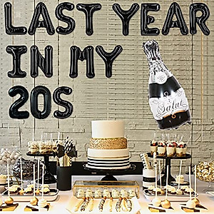 Last Year in My 20s Birthday Balloons Black with Champagne Foil Balloon - 29th Birthday Decorations for Woman Man