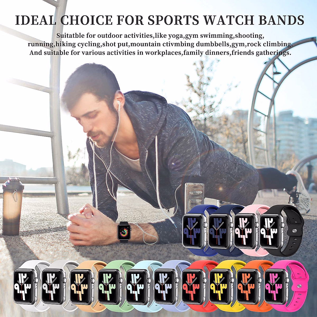 Upgrade Bands Compatible with Apple Watch Band 38mm 40mm 41mm for Women Men-Soft Silicone Replacement Sport Watch Strap for iWatch SE Series 7 6 5 4 3 2 1-Smartwatch Band