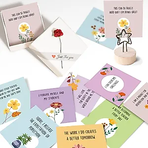 Obbyidk 25 Affirmation Cards for Teacher, New Teacher Gifts or Any Teacher Appreciation Gift, Teacher Inspiration Cards Deck, Gift Idea for Teacher