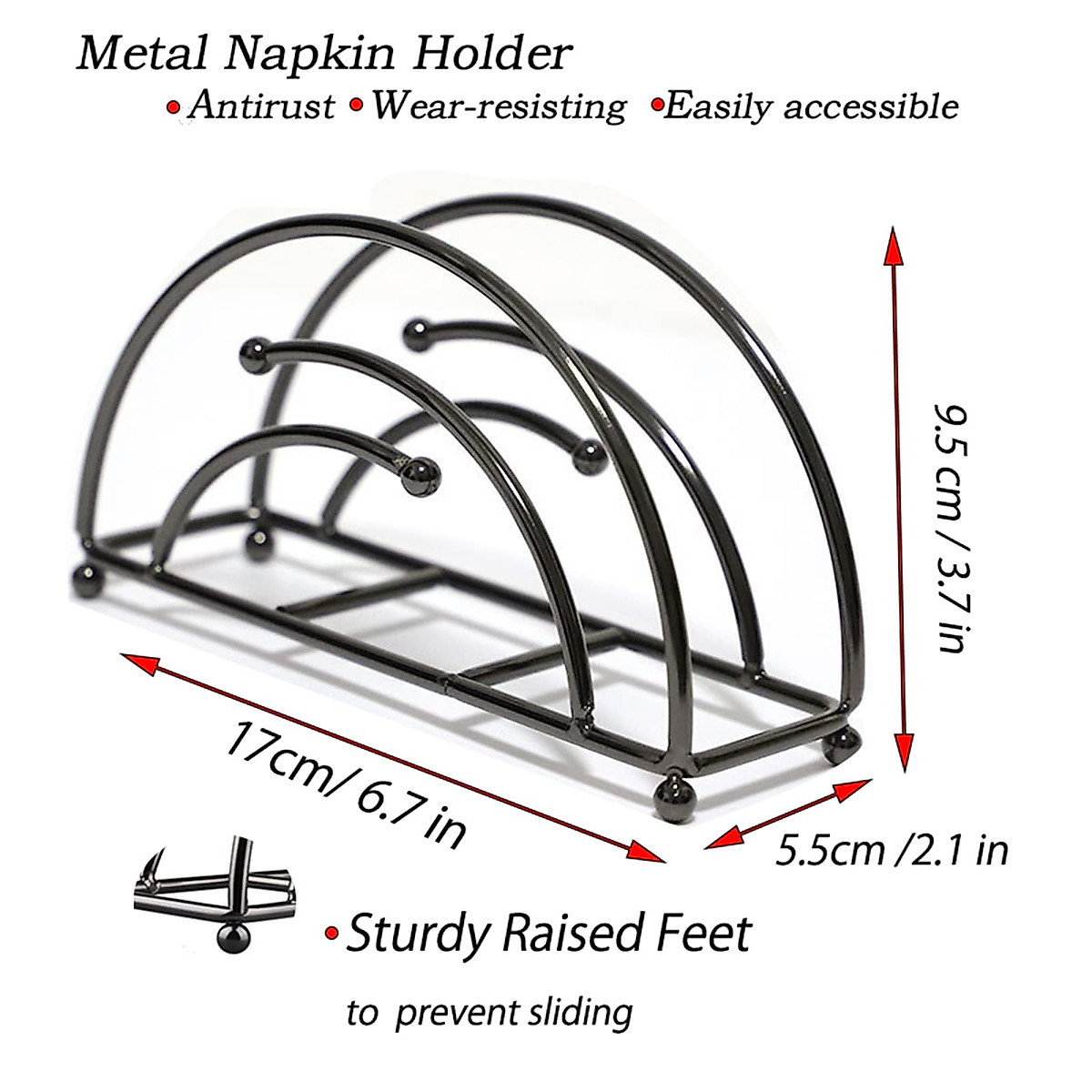 Napkin Holder，Metal Black Napkins Holder，Farmhouse Napkin Holder for Tables，Kitchen，Dining Room Decor