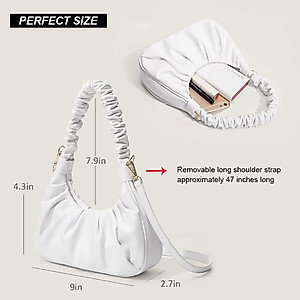 Gxamz Ruched Cloud Shoulder Purse and Dumpling Bag for Women Small Crossbody Handbag with Removable Shoulder Strap (white)