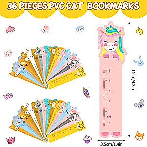 HOTOP 36 Pcs Cute Animal Funny Bookmarks for Kids PVC Cartoon Kawaii Bookmark with Ruler Office School Gift Ideas Stationery Reading Accessories Book Lovers