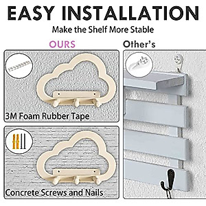 Cloud Key and Letter Holder for Wall - Entryway Rustic Key Rack and Mail Organizer Wall Mount, Minimalistic Style Wooden Wall Décor, Cloud Shelves with 3 Key Hooks, 8" W*5.3" H*2.64" D (White)
