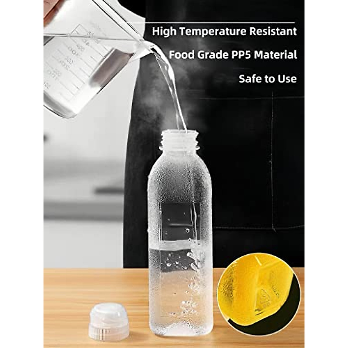 EPIPHANY Condiment Squeeze Bottles 16 Oz,with Flip Top Cap,Hot Sauce Bottles Squeeze,Perfect For Condiments, Oil, Icing, Liquids–Set Of 5 With Extra 1 Silicone Funnel, 8 Chalk Labels And 1 Pen…