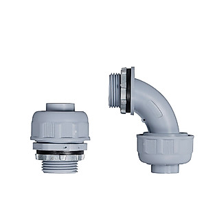 Neorexon Liquid-Tight Conduit and Connector Kit 1/2inch 25ft, Flexible Non Metallic Liquid Tight Electrical Conduit w/UL Certification, Electrical Conduit Kit with 5 Straight, 5 Angle Fittings