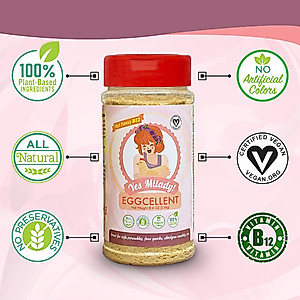 Yes Milady! Eggcellent (8.4oz Ex-Large) Vegan Seasoning and Vitamin B12 Supplement - 100% Natural for Omelets, Quiche, Breakfast Burrito, and Tofu Quick Scramble - Non-GMO and Gluten Free