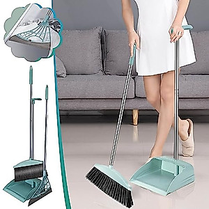 Brooms with Dustpan Combo Set, Lightweight Multifunction Long Handle Brooms and Dustpan Easy to Use, Portable Brooms and Dustpan for Office Home Hotel and Kitchen Floor