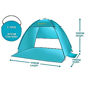 Alvantor Coolhut Beach Tent Beach Umbrella Outdoor Sun Shelter Cabana Automatic Pop Up UPF 50+ Sun shade Portable Camping Fishing Hiking Canopy Easy Setup Windproof (PATENT PENDING) 7014V 1-3 Person