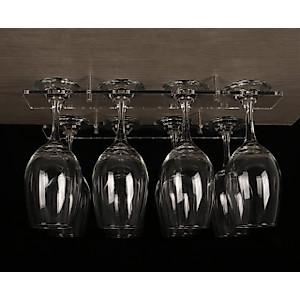 HHUXIUE Wine glass frame wine glass frame wine glass storage shelf cabinet style frame wine glass reserve hanger Yaylai material kitchen bar restaurant screwdriver installation (Transparent 2 set)