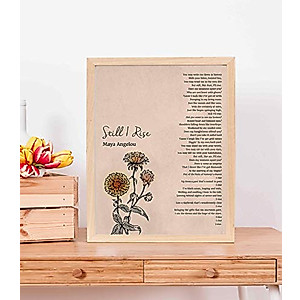 Maya Angelou-"Still I Rise"-Inspirational Poem Wall Art-11 x 14" Poetic Typographic Poster Print-Ready to Frame. Motivational Decor for Home-Office-Dorm. Great Literary Gift to Inspire Self Respect!