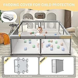 Baby Playpen Baby Playard, Playpen for Babies and Toddlers with Gate, 50x50 Baby Fence, Sturdy Safety Playpen, Indoor & Outdoor Kids Activity Center (with Anti-Slip Base)