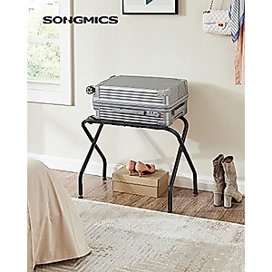 SONGMICS Luggage Rack for Guest Room, Suitcase Stand, Foldable Steel Frame, for Hotel, Bedroom, Holds up to 110 lb, 27.2 x 15 x 20.5 Inches, Black URLR001B01V1