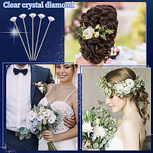 400 PCS Bouquet Pins Flower Pins, Straight Pins Clear Sewing Pins Crystal Diamond Head Pins for Craft Wedding Jewelry Decoration (2.1''/1.5'')