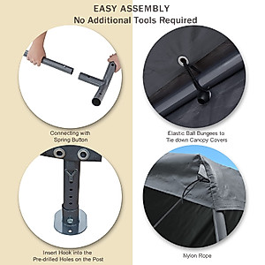 Gardesol Carport, 10’ X 20’ Heavy Duty Car Canopy with Powder-Coated Steel Frame, Easy to Assemble Portable Garage for Car, Boat, Party Tent with 180g PE Tarp for Wedding, Garden, 8 Legs, Gray