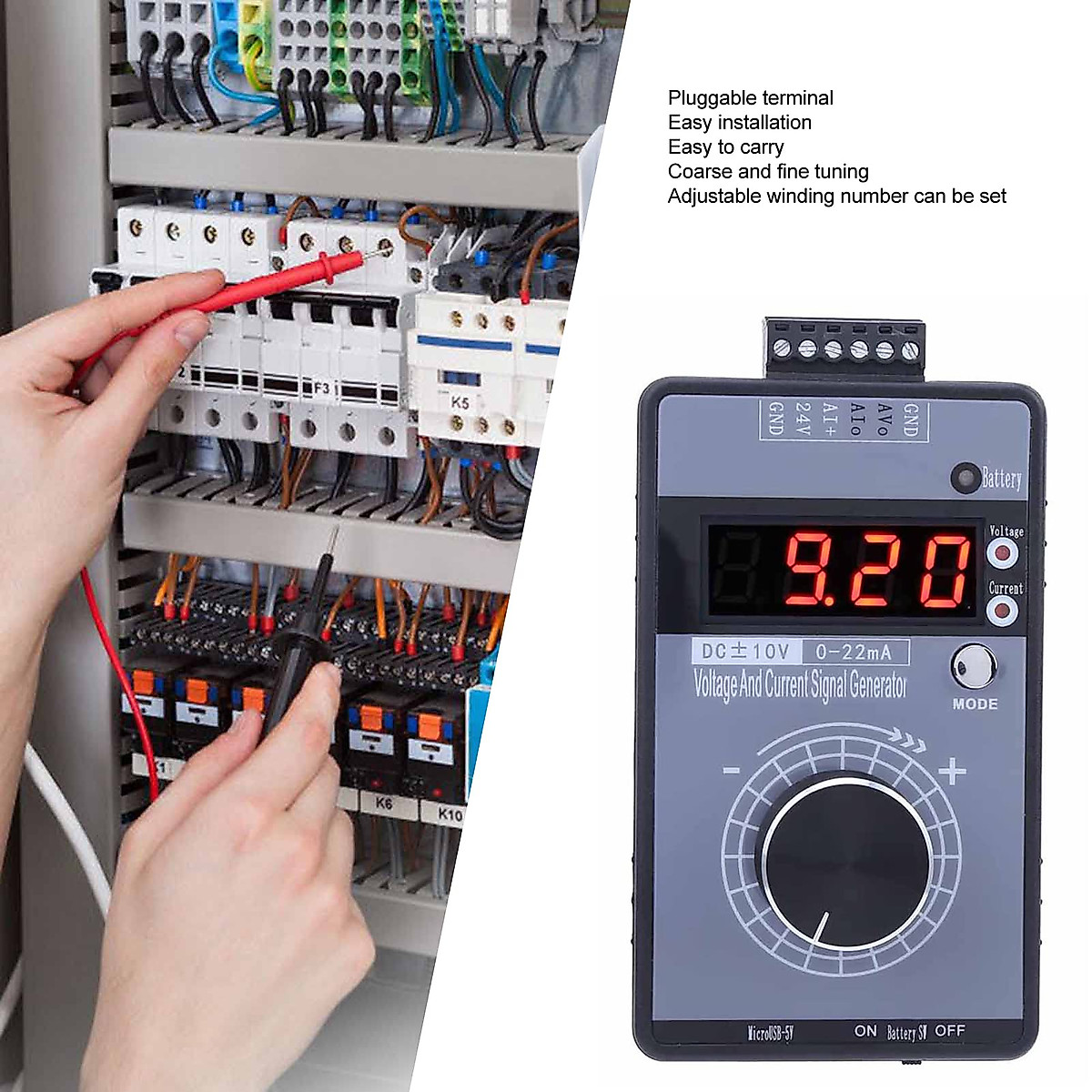 Current Voltage Generator, Function Generator, Voltage Generator, DC 0?10V 0/0?22mA Supply Interface Analog Simulator, Adjustable 4-Digit Display, for PLC Panel Debugging, Device