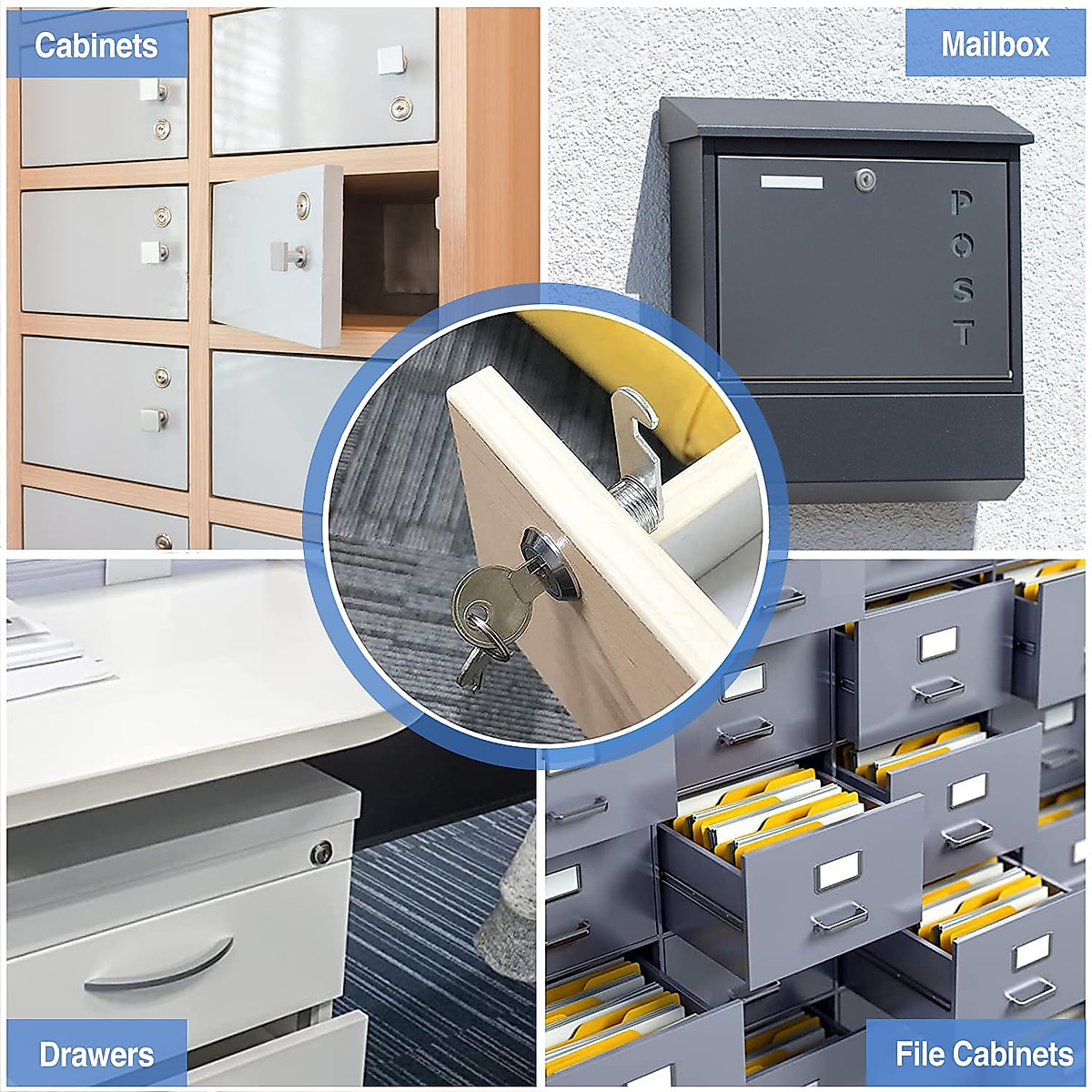 Cylinnda Cabinet Locks (3 Pack, Zinc Alloy), Keyed Alike Cam Lock for Tool Box, RV Storage, Mailbox, 5/8"