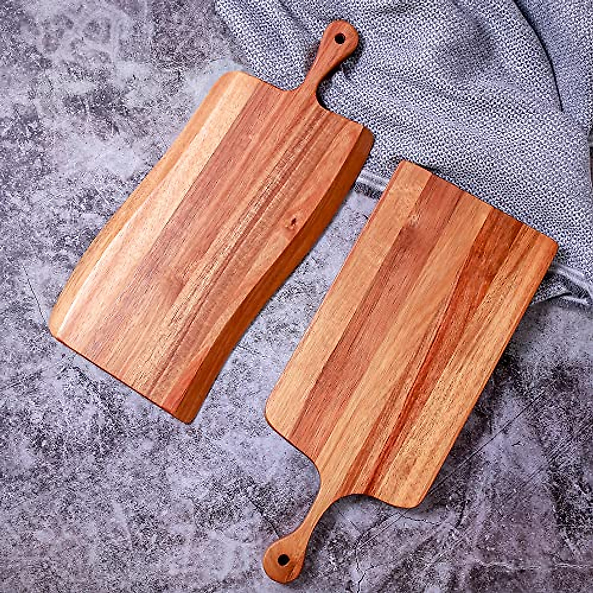 Wood Cutting Board, Elegant Wavy Edge Cheese Display Board Charcuterie Boards, Kitchen Small Chopping Block, Acacia Cheese Platter Grazing Tray with Handle, Decorative Wooden Serving Board