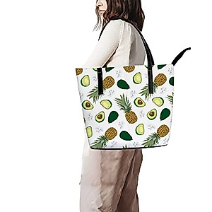 Shoulder Bag Tote Bags for Women Pineapple Avocado Leather Shopper Work Handbags Large Casual Bag