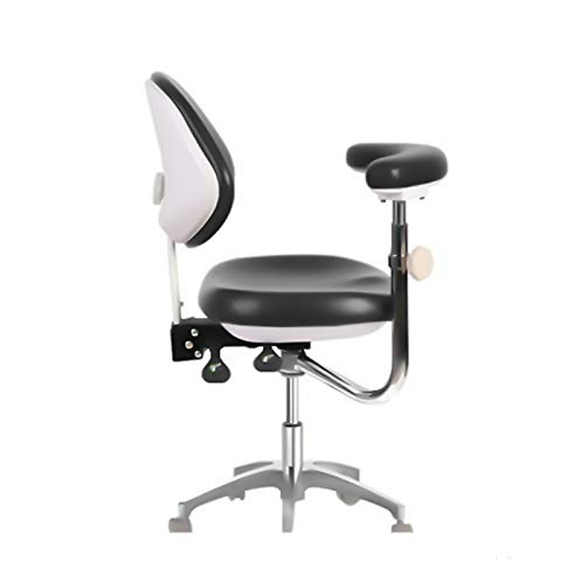 Aries Outlets Dental Adjustable Doctor's Stool Assistant Chair+360 Degree Rotation Armrest PU
