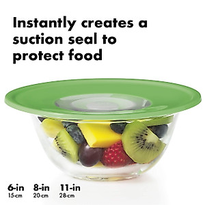 OXO Good Grips 3 Piece Reusable Silicone Lid and Splatter Guard Set, Green, (S, M, & L - 3 Piece Set)