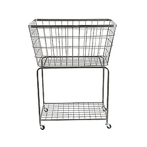 Deco 79 Metal Trapezoid Storage Cart with Wheels, 28" x 18" x 36", Gray