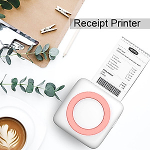 LetSketch Portable Pocket Printer, Thermal Label Maker, Sticker Printer Bluetooth Receipt Printer Compatible with Android & iOS 300dpi for Journal Book/Note/Label/Photo(7 Rolls Thermal Paper, Pink)