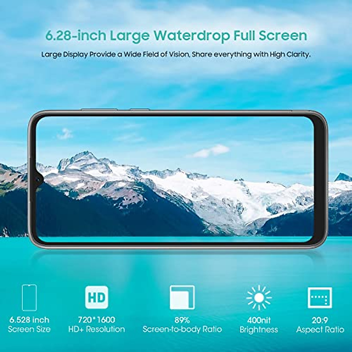 Blackview Unlocked Phones, A55 Pro, 4G Dual Sim Unlocked Cell Phones Android 11, 7GB+64GB/ 256GB Expandable, 6.528" HD Unlocked Smartphone, 4780mAh Battery, Face ID/Fingerprint Unlock T-Mobile Phone