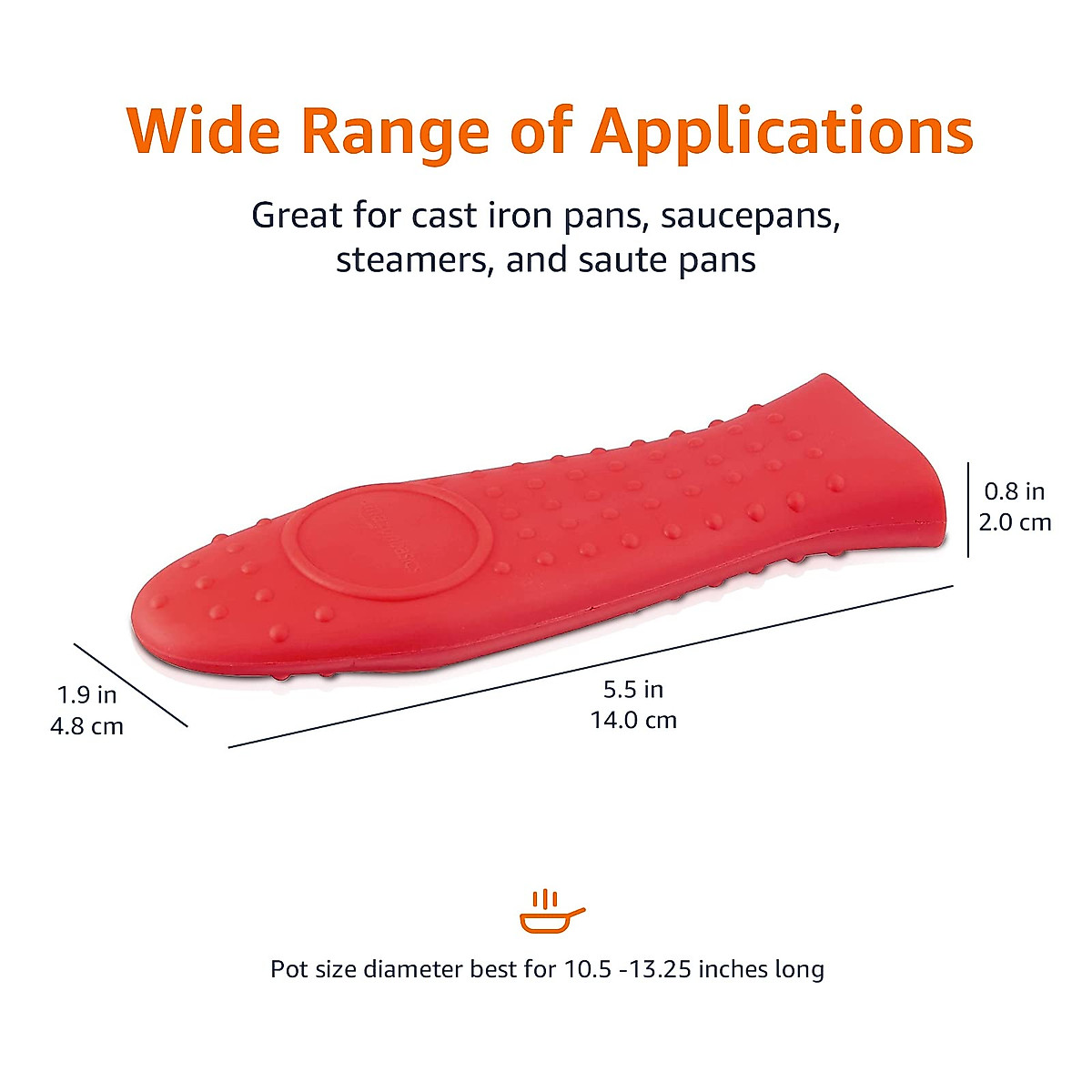 Amazon Basics Silicone Hot Skillet Handle Cover Holder, Red