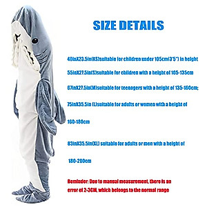 MJJAOQYF Shark Blanket Adult - Shark Onesie Blanket - Shark Blanket Hoodie-Wearable Shark Blanket Super Soft Cozy Flannel Hoodie (67inX27.5in(M))