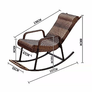 JHKZUDG Rattan Rocking Chair,Patio Rocking PE Rattan Chair,Zero Gravity Rocking Lounge Chair,Garden Rattan Chairs with Pillow Recliner Seat, for Garden Backyard Porch