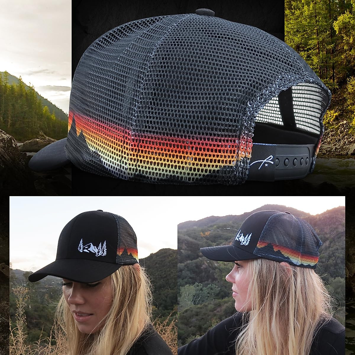 Grace Folly Trucker Hat for Men or Women- Many Cool Designs (Mountain- Mesh Print)