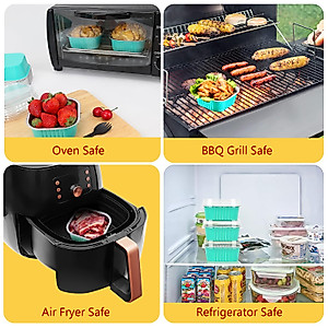 10oz Aluminum Brownie Pans 40 Pack,LNYZQUS Square 4”X4” Disposable Ramekins Cupcake Liners With Lids,Mini Cake Baking Pans,Large Muffin Tin Holders For Catering Gathering-Cyan Blue