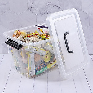 Sadstory 12 Quart Clear Latching Bin with Handle, Plastic Lidded Storage Box, 6 Packs