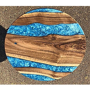 Epoxy Table, Live Edge Wooden Table, Epoxy Resin River Table, Natural Wood,Dining Table, Natural Epoxy Table, Resin Table 54" x 54" Inch