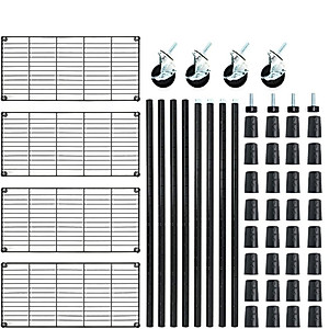 Catalina Creations 4-Shelf Shelving Unit, Adjustable Wire Shelving Rack with with Wheels, Heavy Duty Storage Shelves, Steel Organizer Wire Rack for Kitchen and Garage