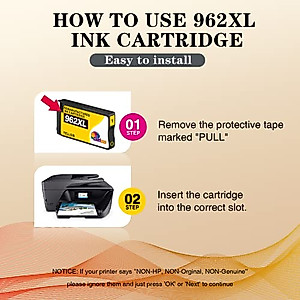 Clorisun 962 962XL Upgraded Remanufactured Ink Cartridge for HP 962XL with Newest Chip OfficeJet Pro 9010 9015 9018 9025 9020 9012 9014 9016 9022 Printer (Black Cyan Magenta Yellow 4-Pack)